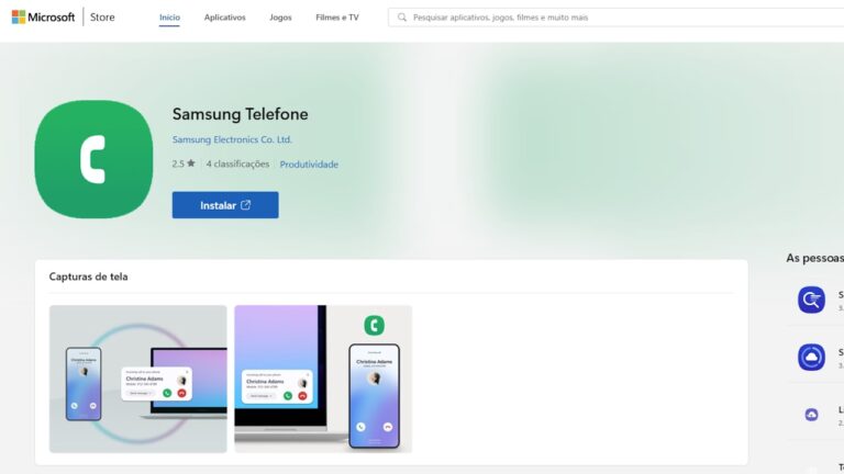 Samsung Telefone é o aplicativo de Windows para realizar ligações com ...